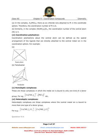 Chapter 9 coordination compounds | PDF