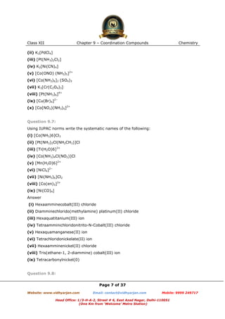 Chapter 9 coordination compounds | PDF