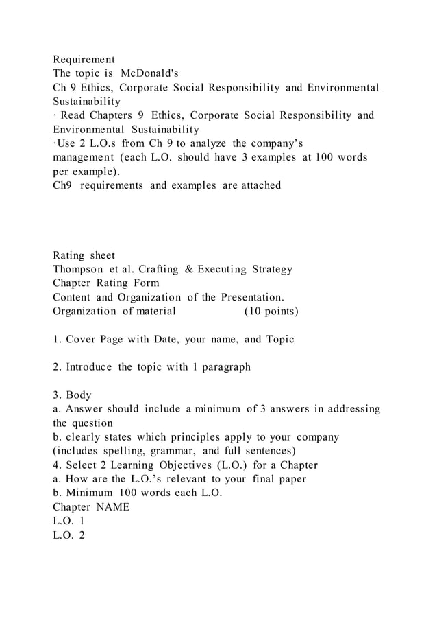 CHAPTER 9 Ethics, Corporate Social Responsibility, Environment | DOCX ...