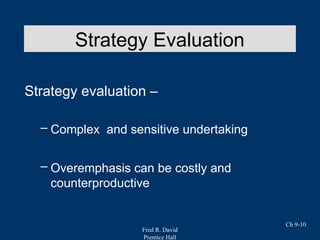 strategy evalution and control as a tool of strategic mgt | PPT