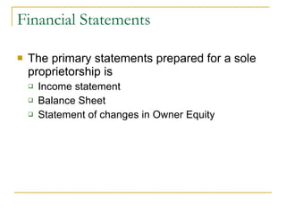 Chapter 9 financial statements for a sole proprietorship | PPT