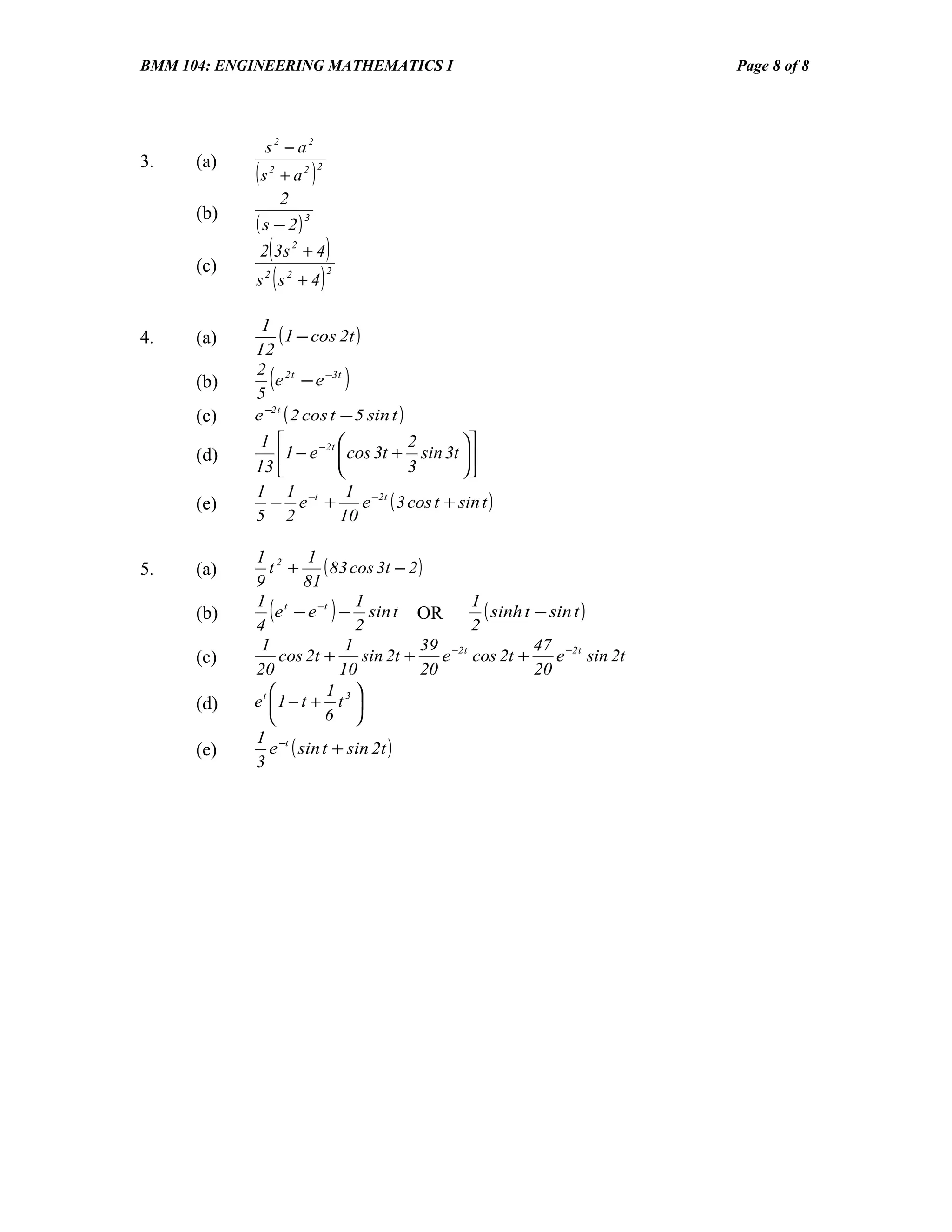 Chapter 9(laplace transform) | PDF