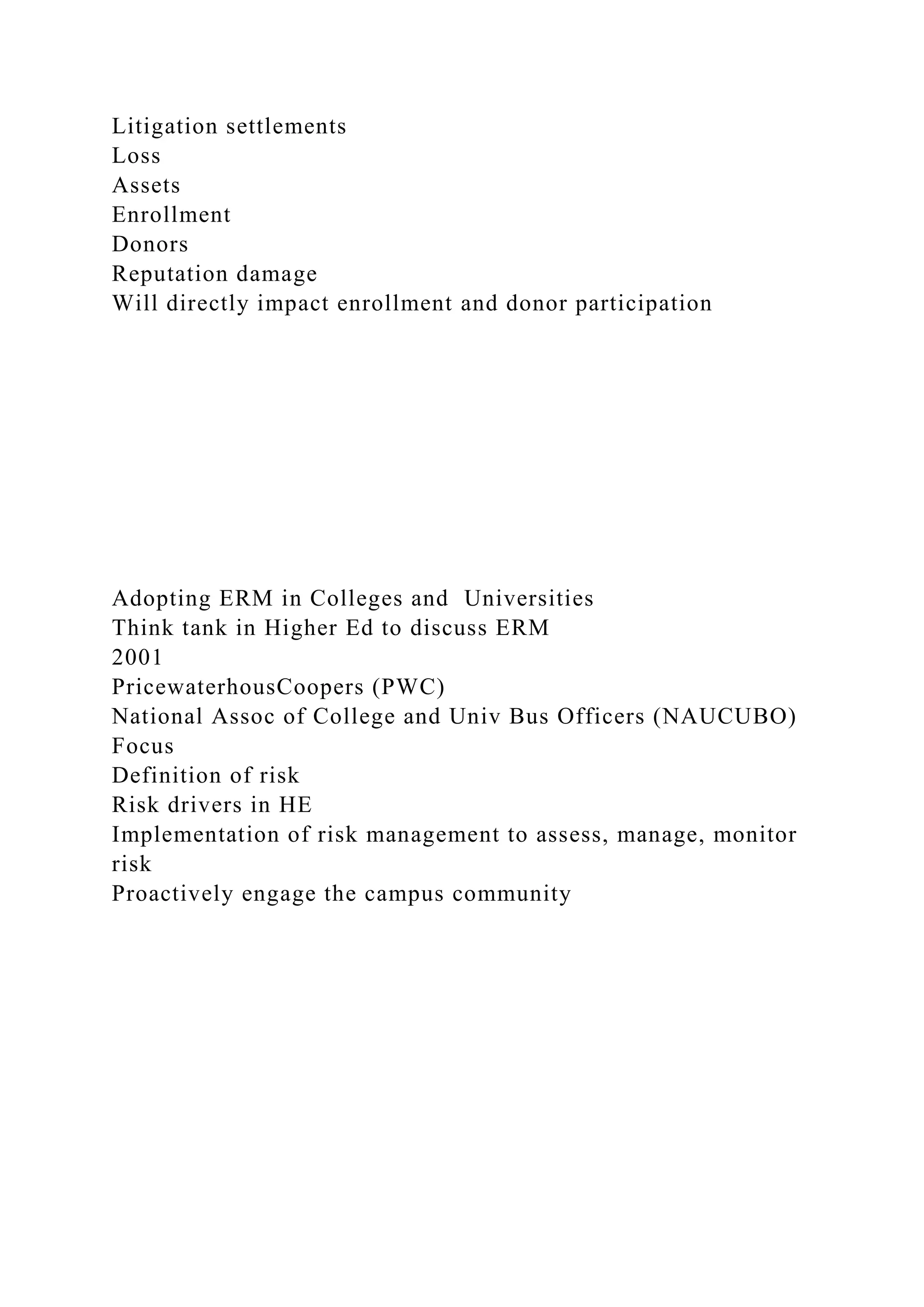 Chapter 9Lessons from the Academy ERM Imple.docx | Business | Business ...