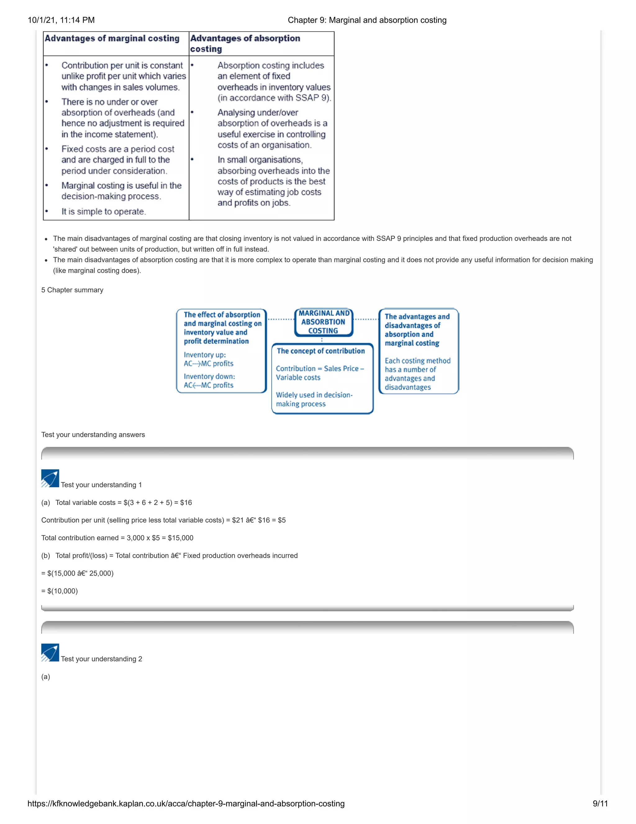 Chapter 9 marginal and absorption costing | PDF