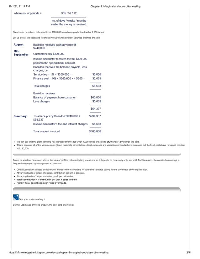 Chapter 9 marginal and absorption costing | PDF