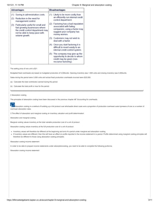 Chapter 9 marginal and absorption costing | PDF