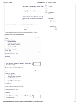 Chapter 9 marginal and absorption costing | PDF