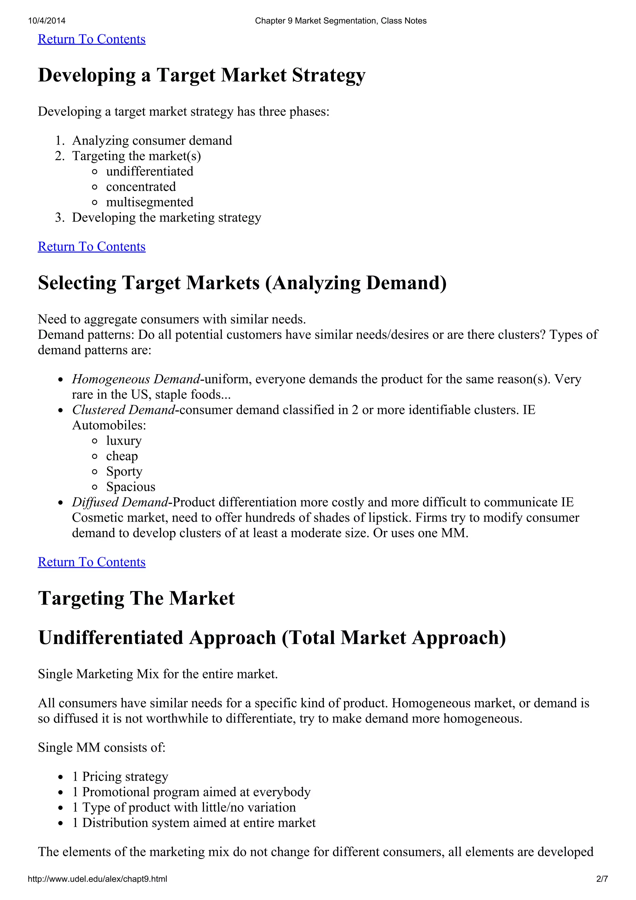 Chapter 9 market segmentation, class notes | PDF