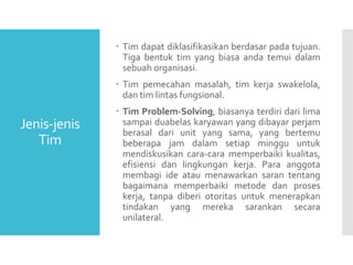 OB2013 - chapter 9 memahami tim kerja | PPTX