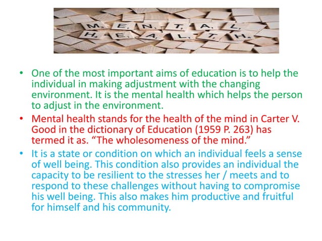 Chapter 9 mental health | PPTX | Mental Health | Diseases and Conditions