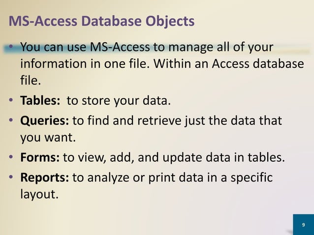 Chapter 9 Microsoft Access Databasepptx
