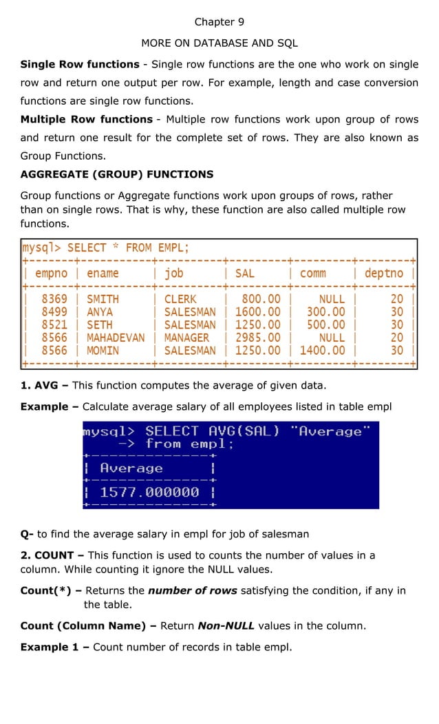 Chapter9 more on database and sql | PDF | Databases | Computer Software and Applications