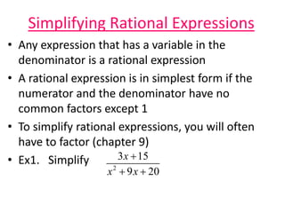 Simplifying Rational Expressions