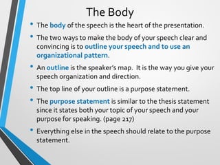 Chapter9 Organizing the speech in public speaking | PPT