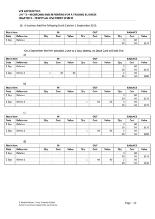 Chapter 9 Perpetual Inventory System – Test | PDF