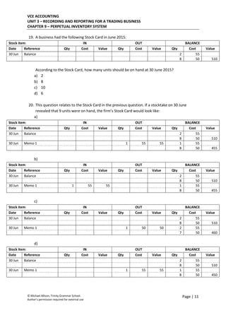 Chapter 9 Perpetual Inventory System – Test | PDF