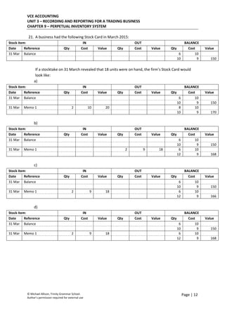 Chapter 9 Perpetual Inventory System – Test | PDF