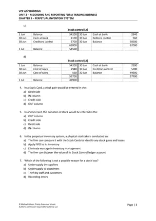 Chapter 9 Perpetual Inventory System – Test | PDF