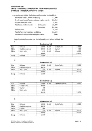 Chapter 9 Perpetual Inventory System – Test | PDF