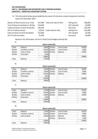 Chapter 9 Perpetual Inventory System – Test | PDF