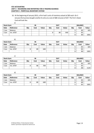 Chapter 9 Perpetual Inventory System – Test | PDF