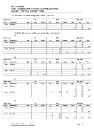 Chapter 9 Perpetual Inventory System – Test | PDF