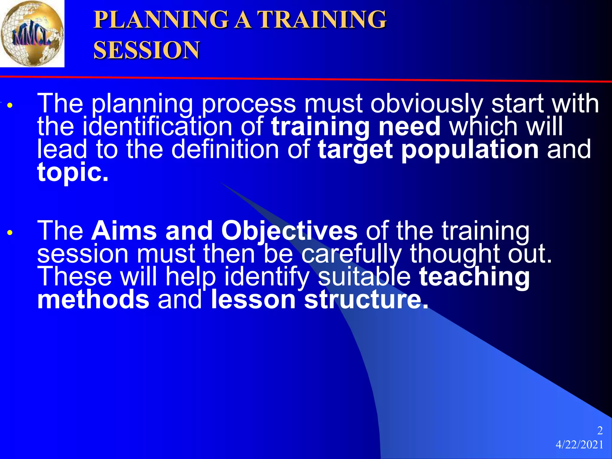Chapter 9: Planning a Training Session | PPT