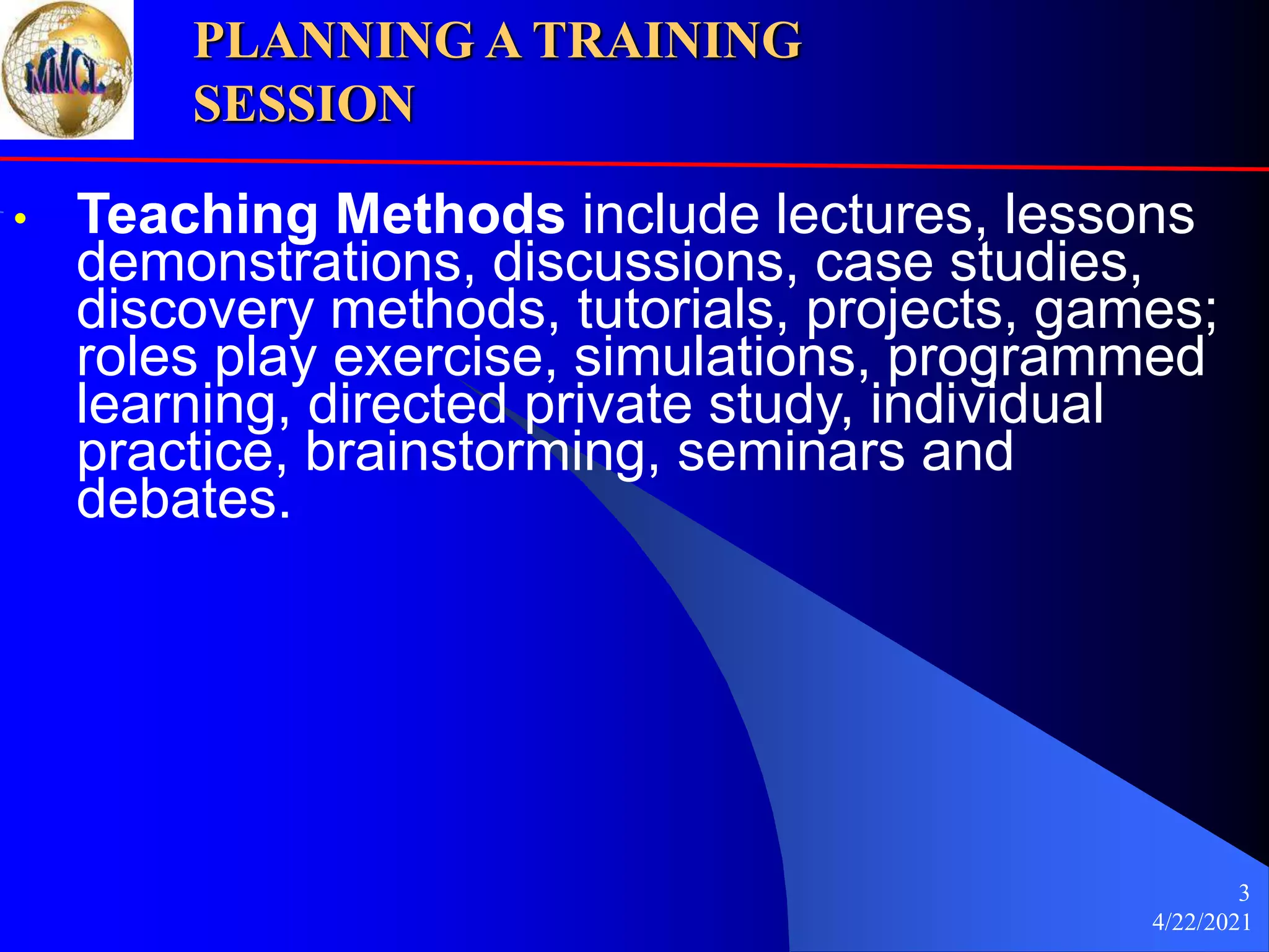 Chapter 9: Planning a Training Session | PPT