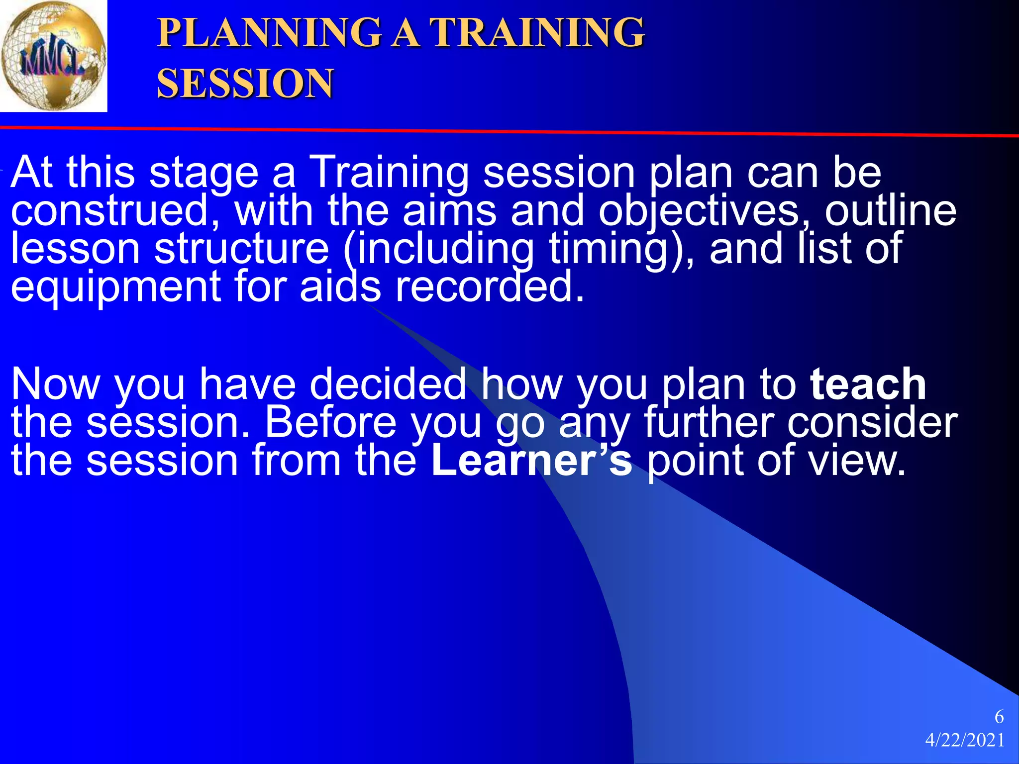Chapter 9: Planning a Training Session | PPT