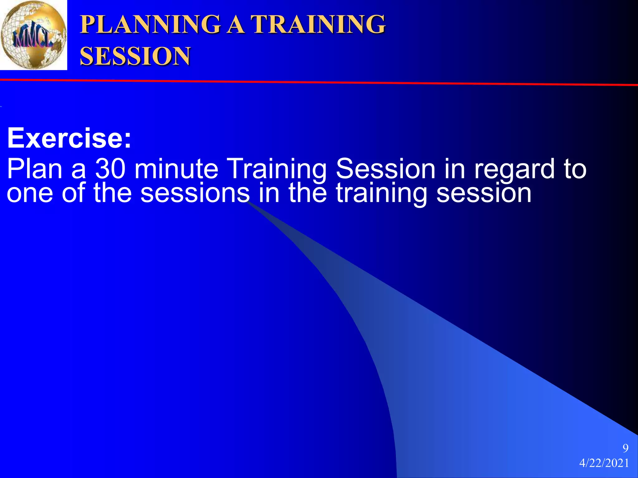 Chapter 9: Planning a Training Session | PPT