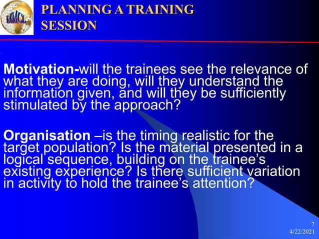 Chapter 9: Planning a Training Session | PPT | Workshops and Classes ...