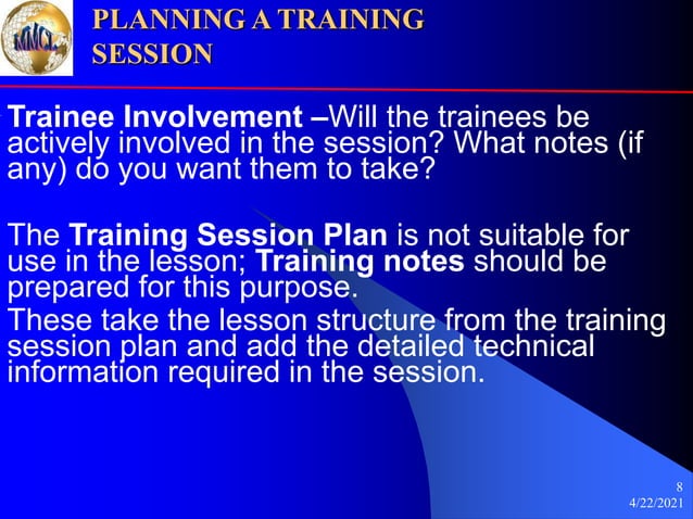Chapter 9: Planning a Training Session | PPT | Workshops and Classes ...