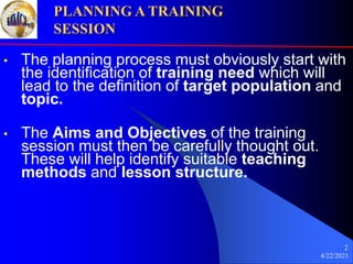 Chapter 9: Planning a Training Session | PPT