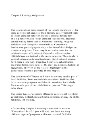 Chapter 9 Reading AssignmentThe treatment and management o.docx