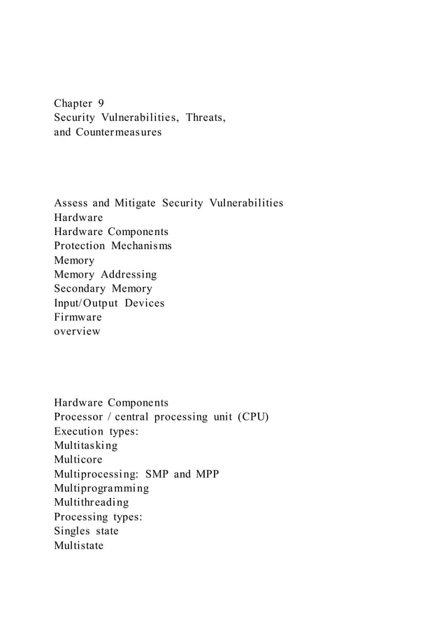 Chapter 9 security vulnerabilities, threats,and countermeasur | DOCX | Operating Systems ...