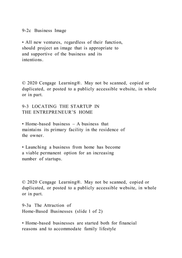 CHAPTER9The Location Plan© 2020 Cengage Learning | PDF
