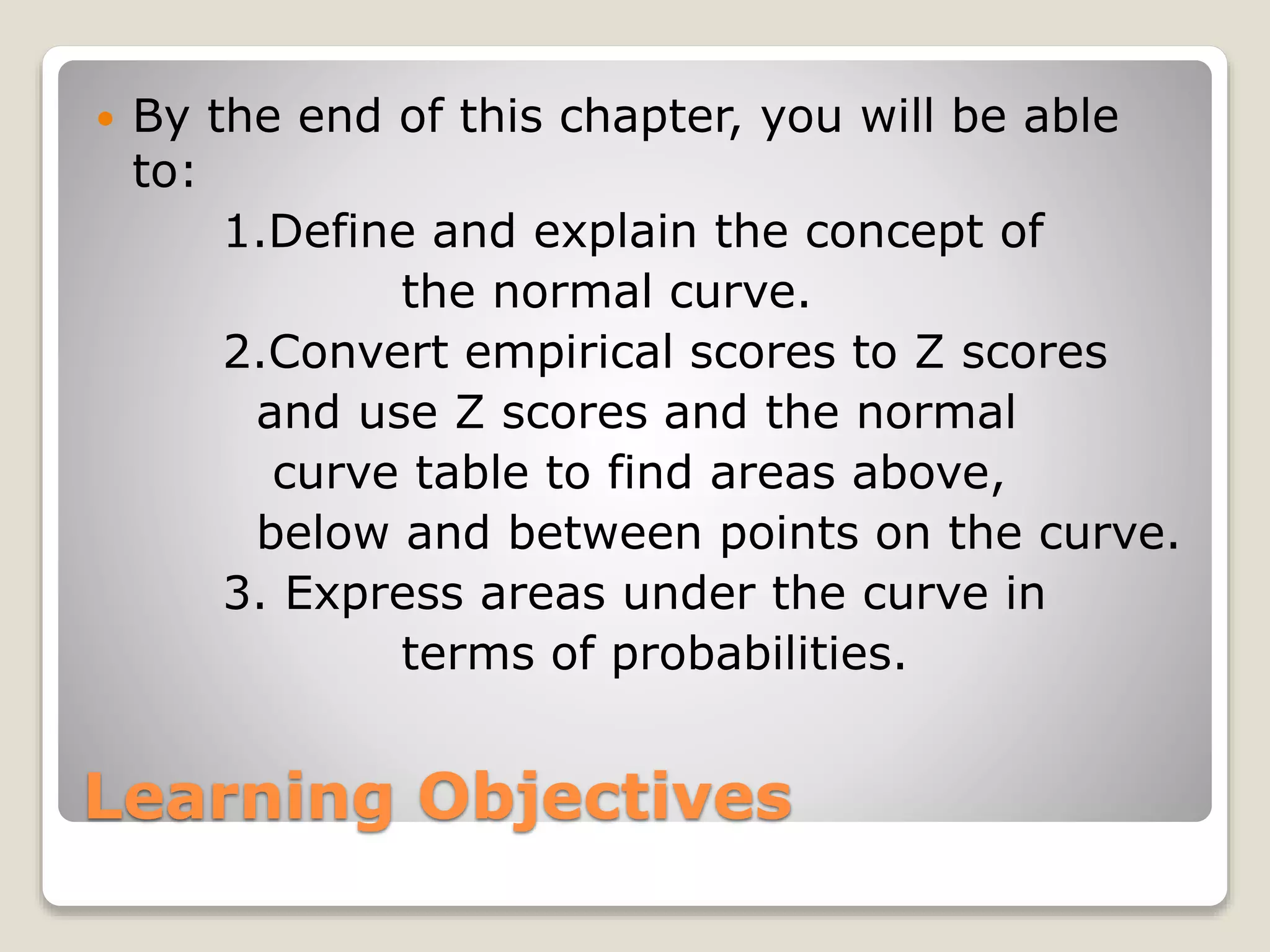 Chapter9 the normal curve distribution | PPTX
