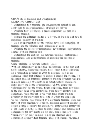 CHAPTER 9 Training and DevelopmentLEARNING OBJECTIVES· Under | PDF