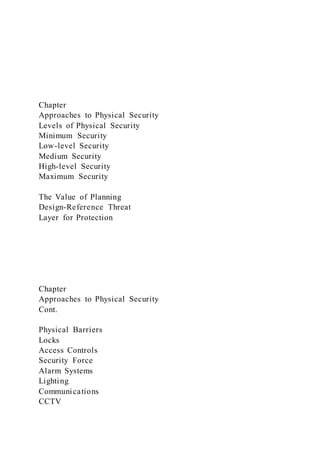 Chapter Approaches to Physical SecurityLevels of Physi | PDF