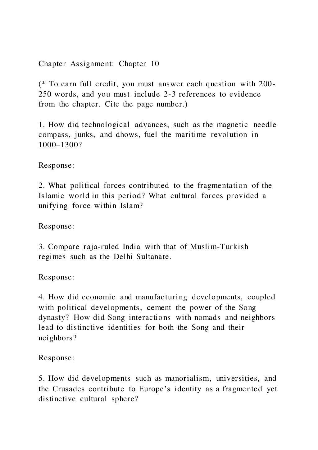 Chapter Assignment Chapter 10( To earn full credit, you must | PDF