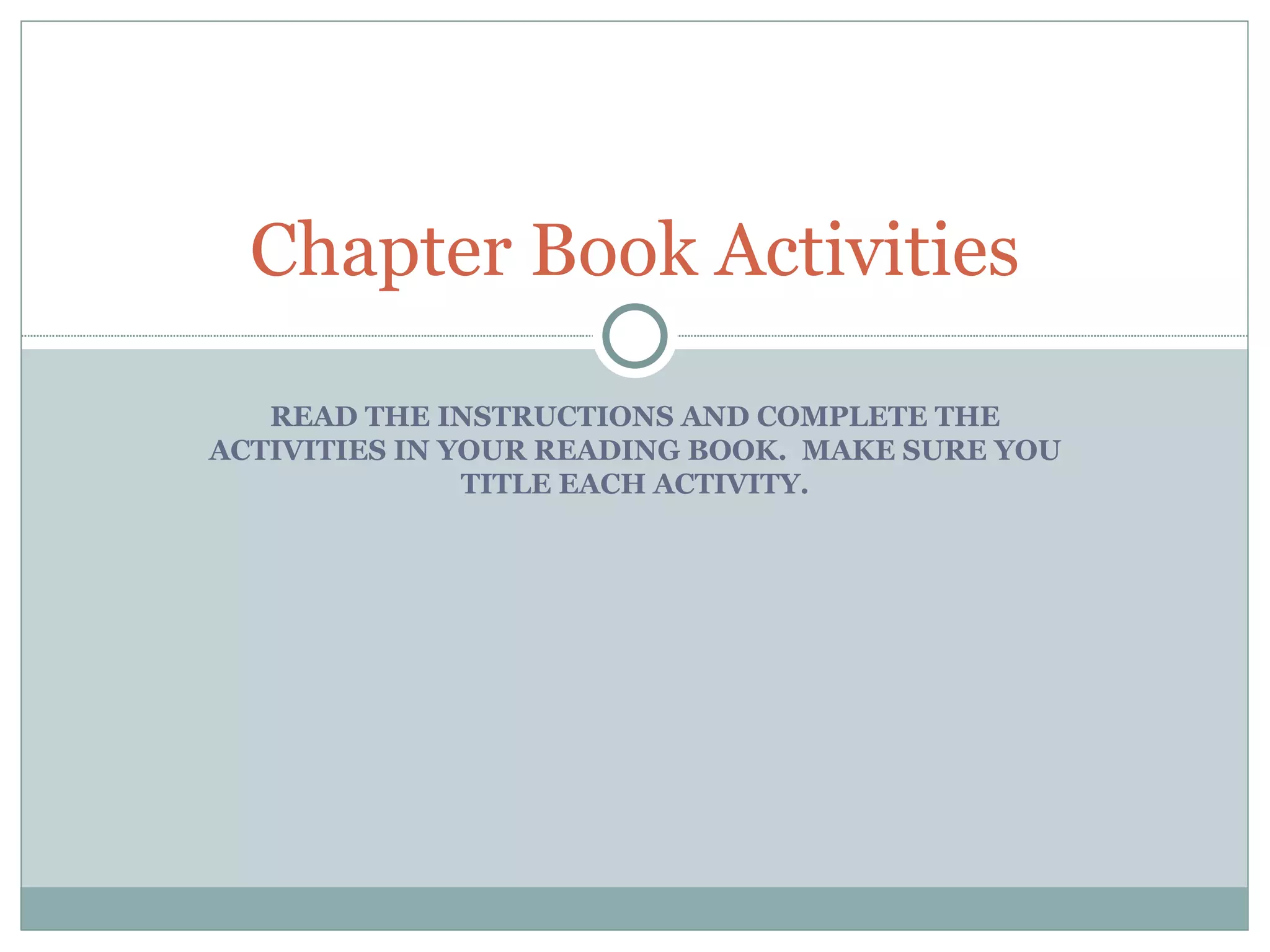 Chapter Book Activities | PPT