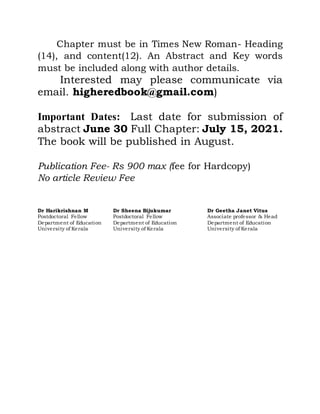 Chapter call for | DOCX | Special Education | Education