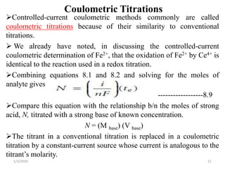 Coulometry and Electrogravimetry | PPTX