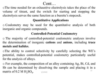 Coulometry and Electrogravimetry | PPTX