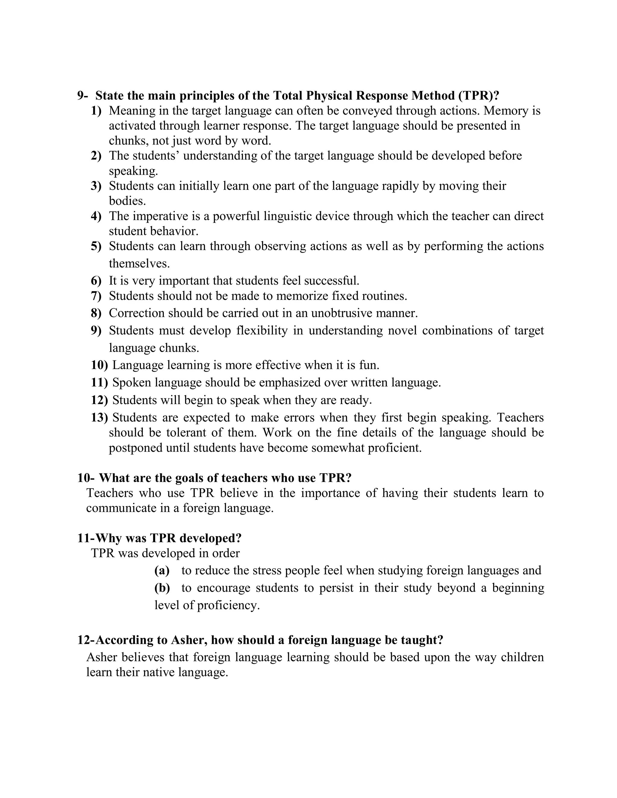 Chapter eight total physical response | PDF | Education