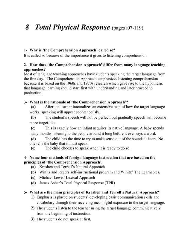 Chapter eight total physical response | PDF | Education