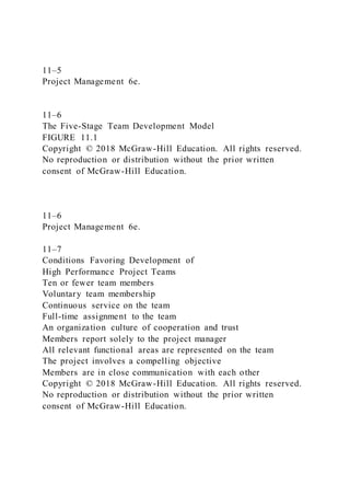 Chapter ElevenManaging Project Teams11–1Copyright © 2018 | DOCX | Business and Finance