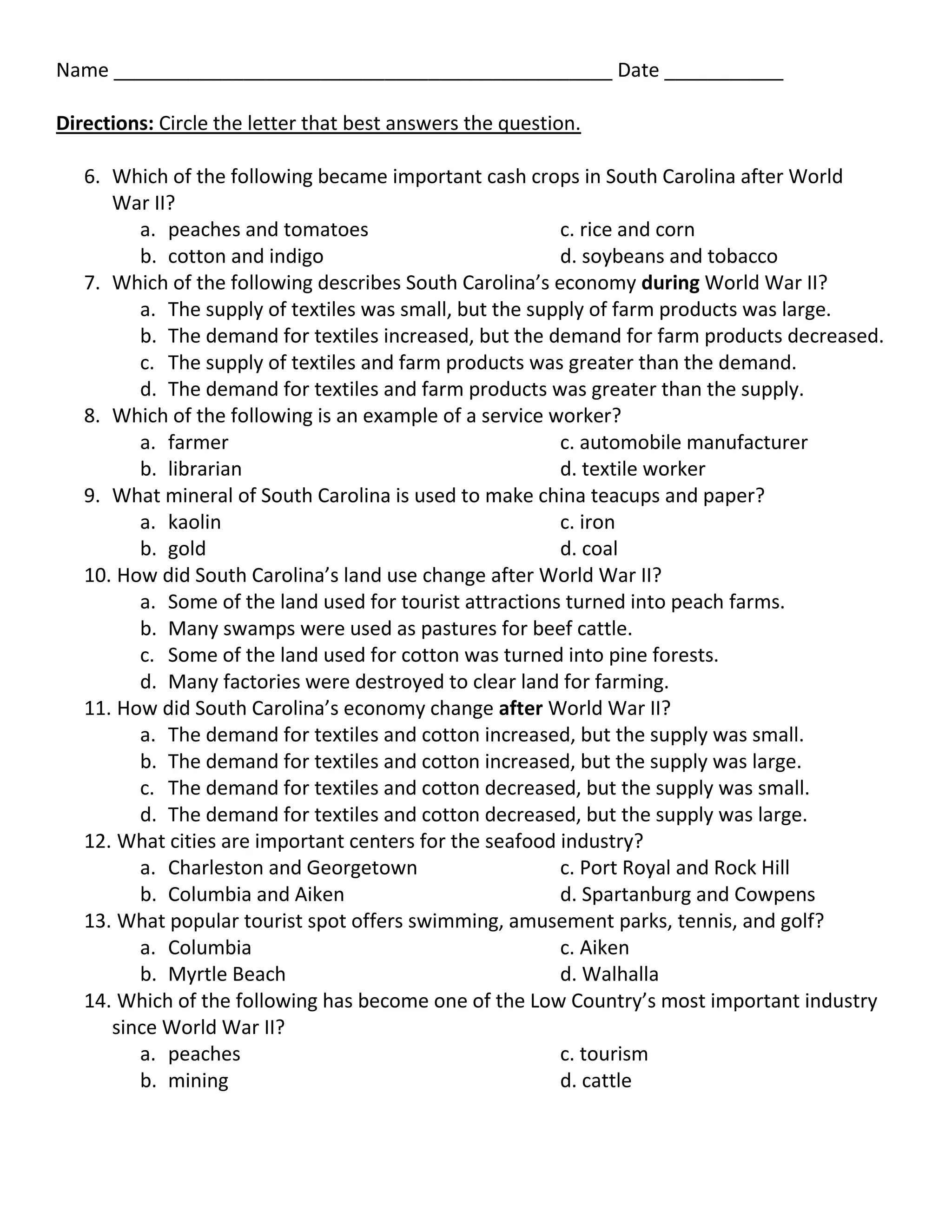 Chapter 11 Social Studies Quiz Review | PDF