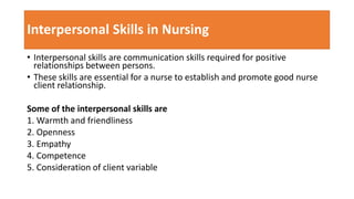 COMMUNICATION AND INTERPERSONAL RELATIONSHIPS IN NURSING | PPTX