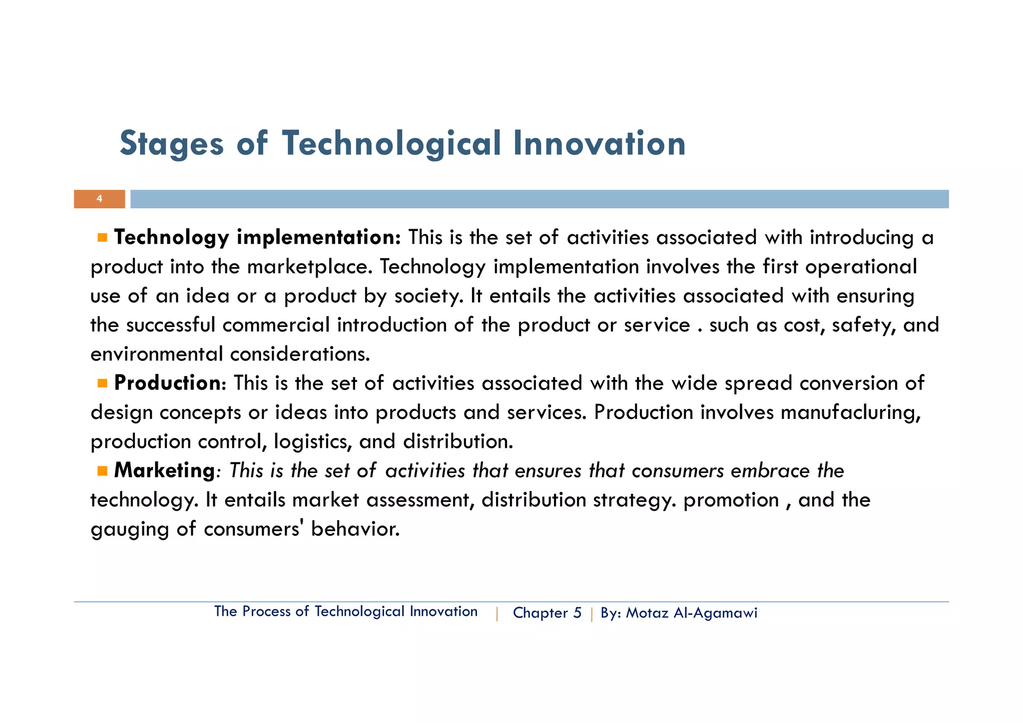 Essential of Technology Entrep. & Innovation- Chapter five process of technological innovation | PDF
